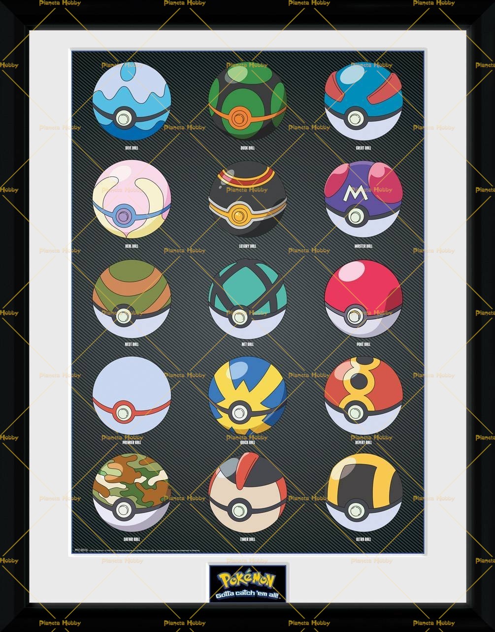 Stampa con Cornice Pokemon Pokeballs - Collector Print