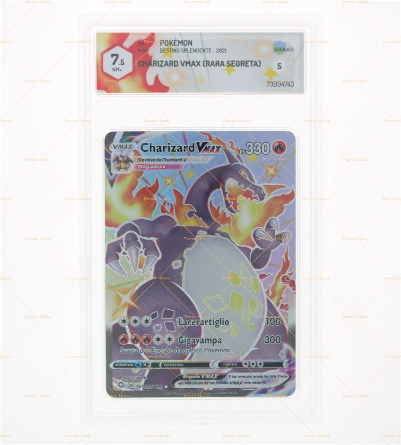 CHARIZARD VMAX (RARA SEGRETA) - DESTINO SPLENDENTE - GRAAD 7.5 - 2021