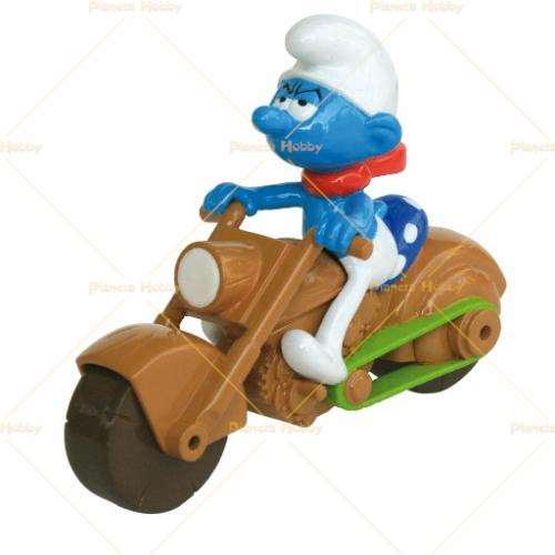 Puffo Brontolone su motocicletta